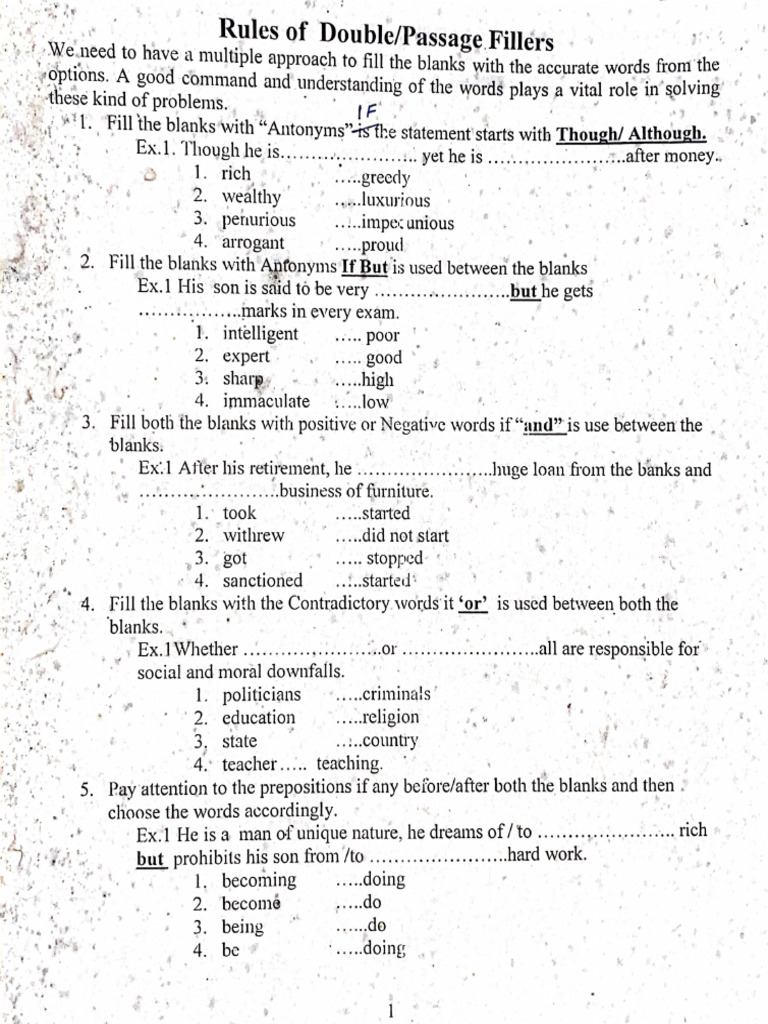 Rules of Double Fillers | PDF