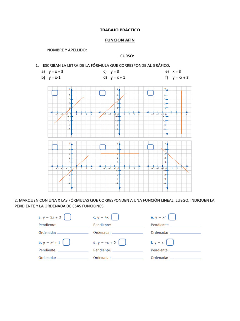 Trabajo Práctico - Función Afín | PDF