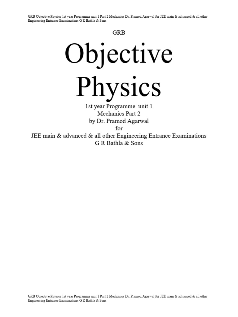 GRB Objective Physics: Mechanics Unit 1 | PDF | Engineering | Tests