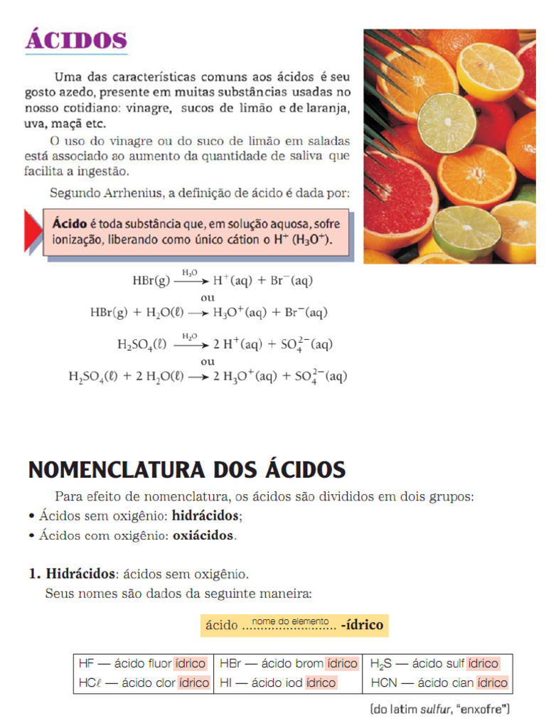 Tipos de Ácidos: Fortes e Fracos | PDF