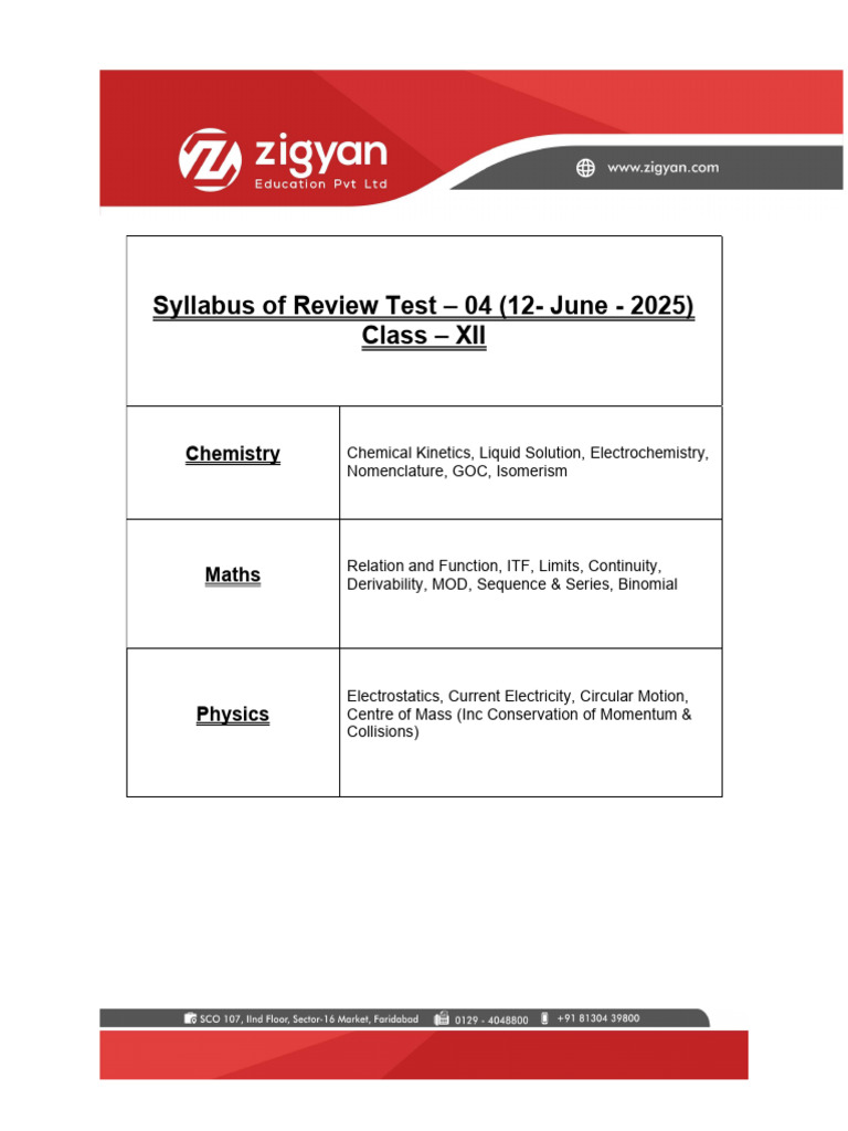 RT4 Syllabus Zigyan | PDF