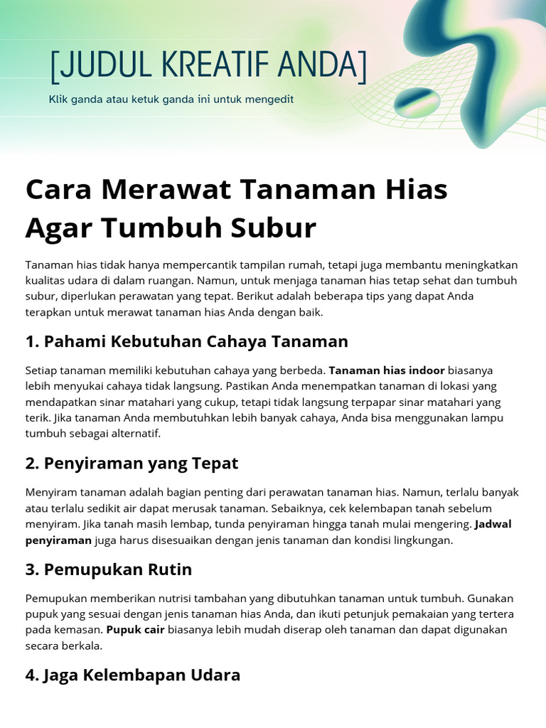 Cara Merawat Tanaman Hias Agar Tumbuh Subur - 20250522 - 082723 - 0000 | PDF