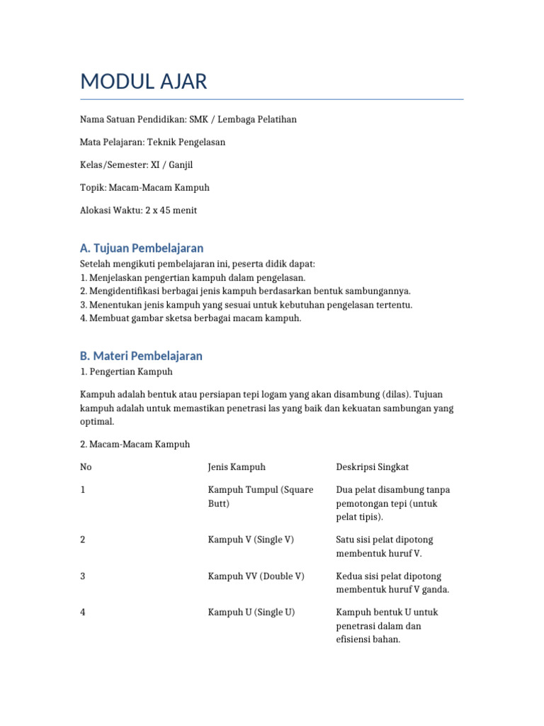 Modul Ajar Macam Macam Kampuh | PDF