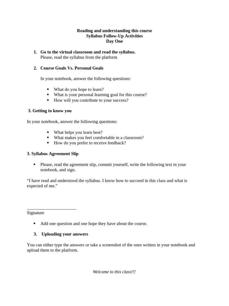 Course Syllabus and Activities Guide | PDF