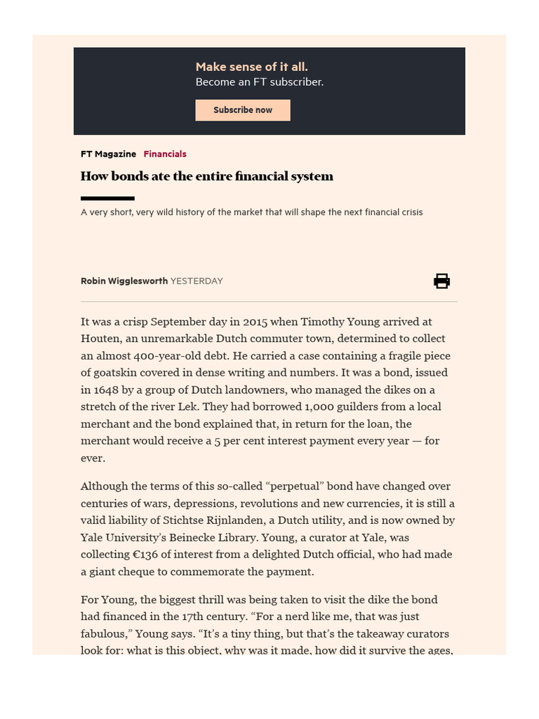 How Bonds Ate The Entire Financial System Financial Times | PDF ...