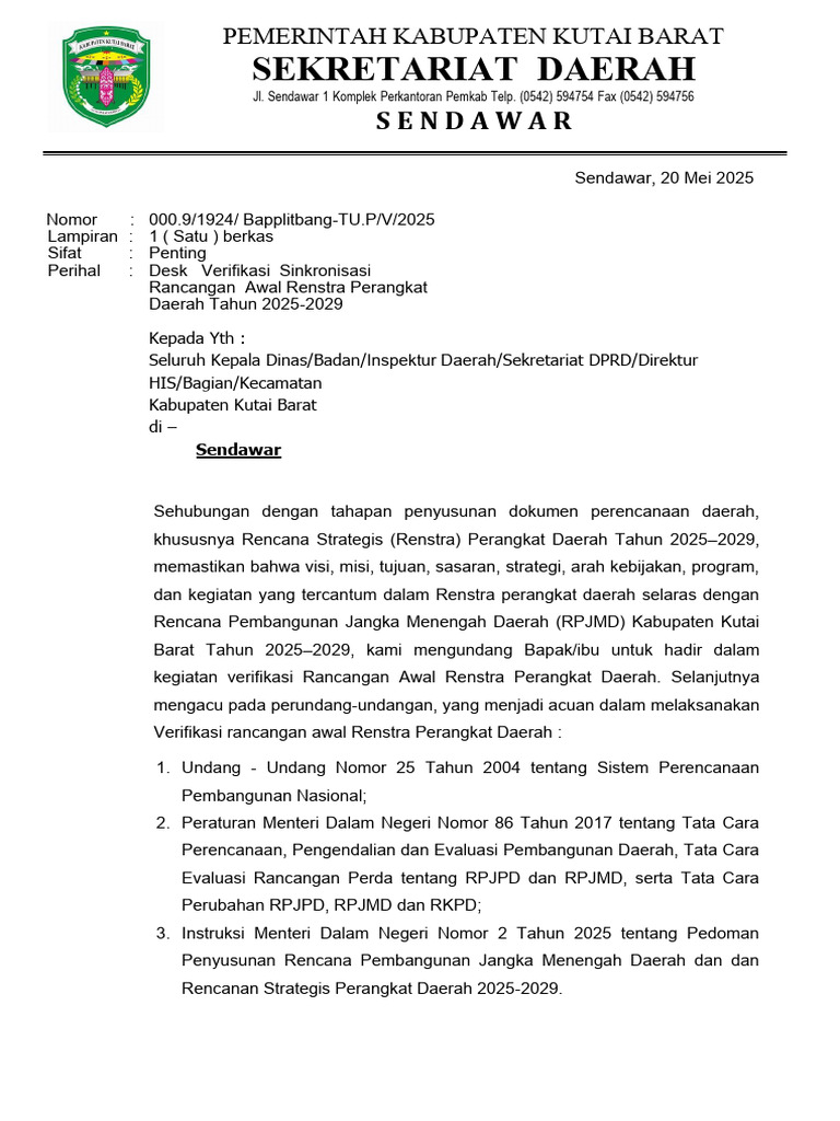 Undangan Desk Renstra Ranwal | PDF