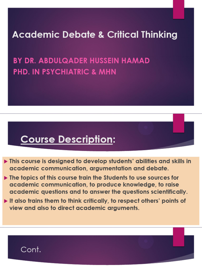 Academic Debate and Critical Thinking Skills | PDF | Critical Thinking ...
