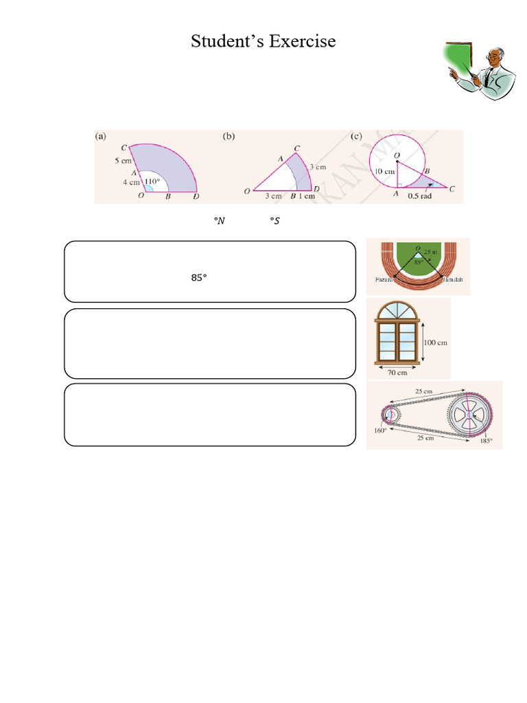 Angle, Arc Length, Sector Area Exercises | PDF | Circle | Area