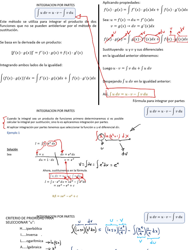 Integración por partes y fracciones parciales | PDF | Integral ...