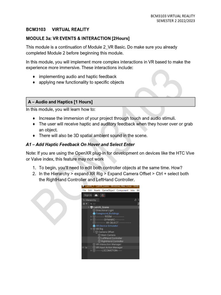 Module 3a_VR Events Interaction | PDF | Virtual Reality