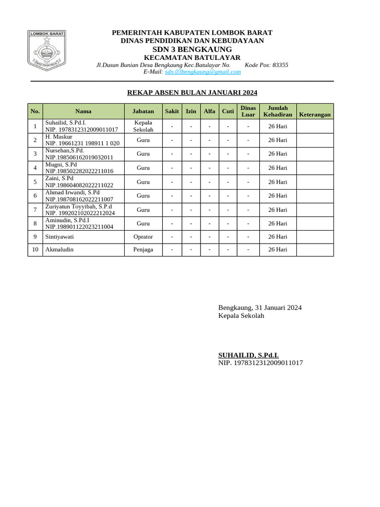 Rekap Absen Sertifikasi Dan Non Setifikasi 2023 | PDF