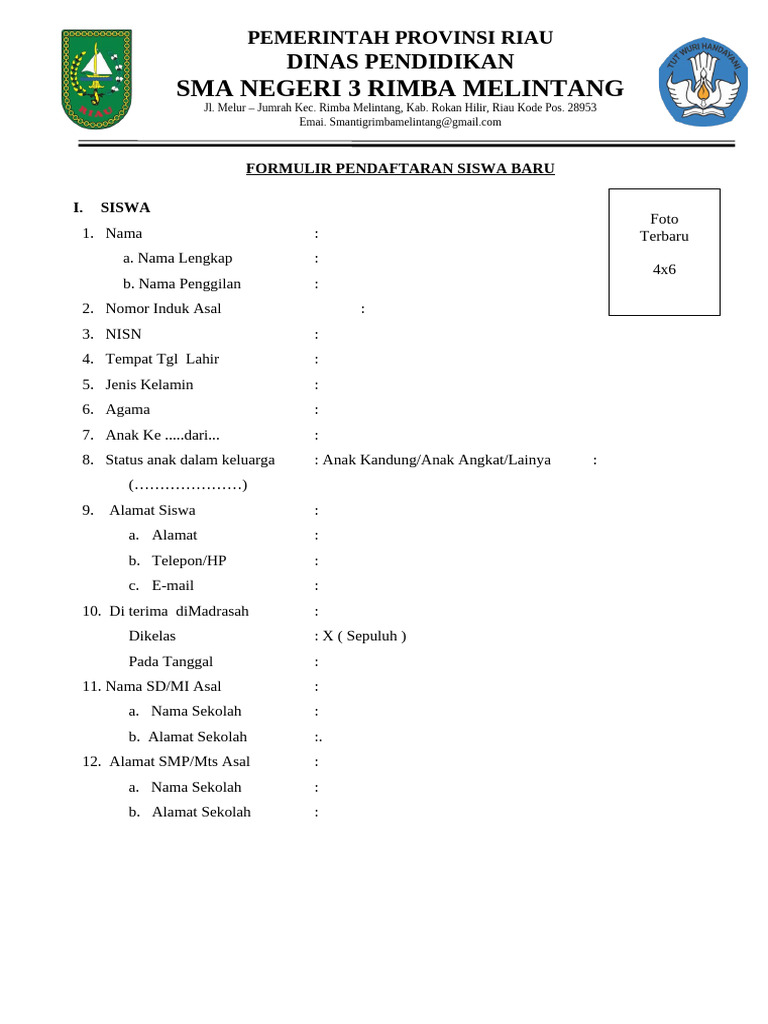 Formulir SPMB 2025 | PDF