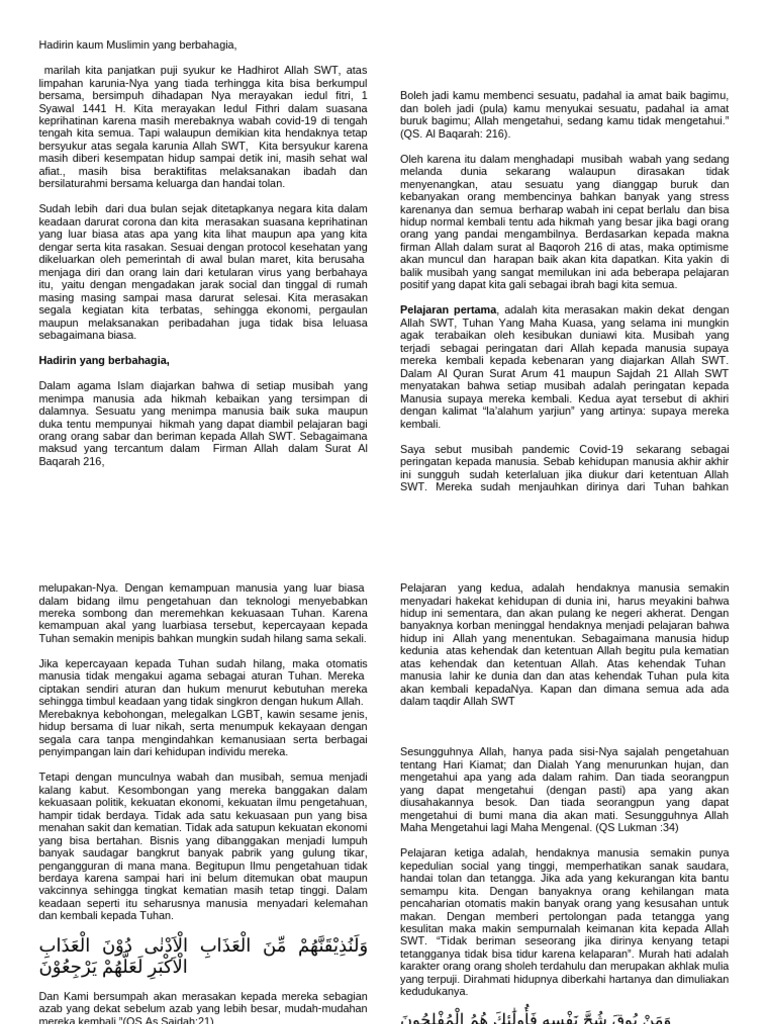 Hikmah Musibah di Tengah Pandemi | PDF