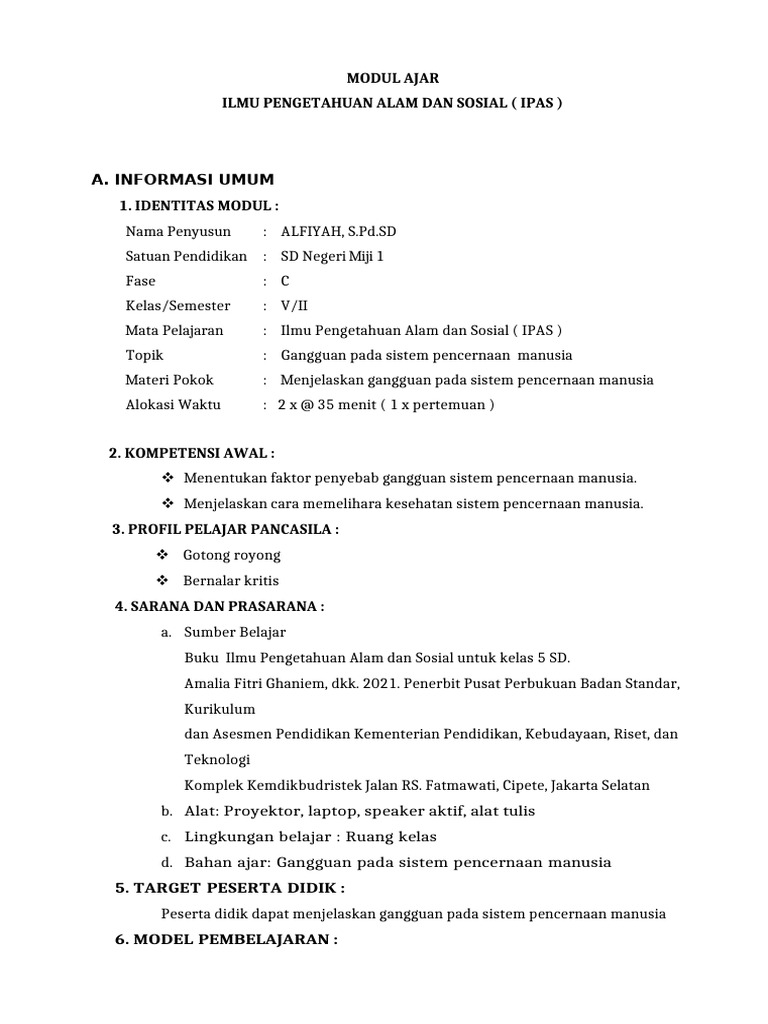 A. Modul Ajar Ipas Fix 2025 | PDF