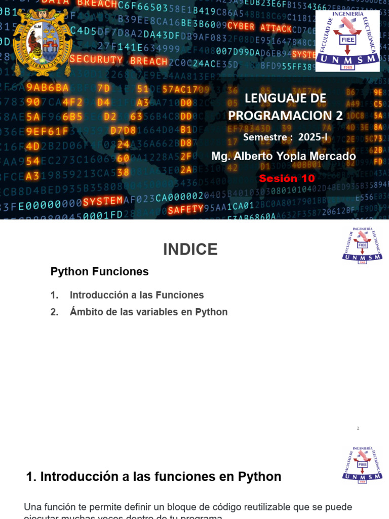 Sesion 10 LP2 - Funciones UNMSM | PDF | Python (lenguaje de ...