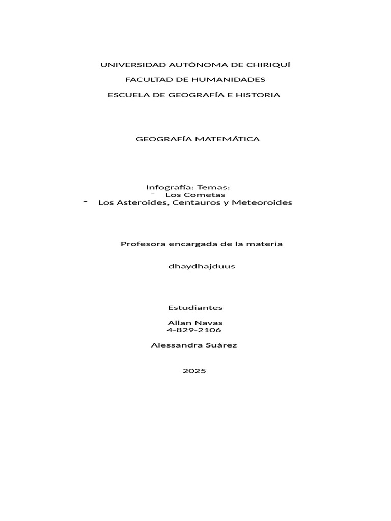 Infografía Proyecto de Ciencia Moderno Rojo Azul_20250427_190659_0000 | PDF | Cometa | Asteroide