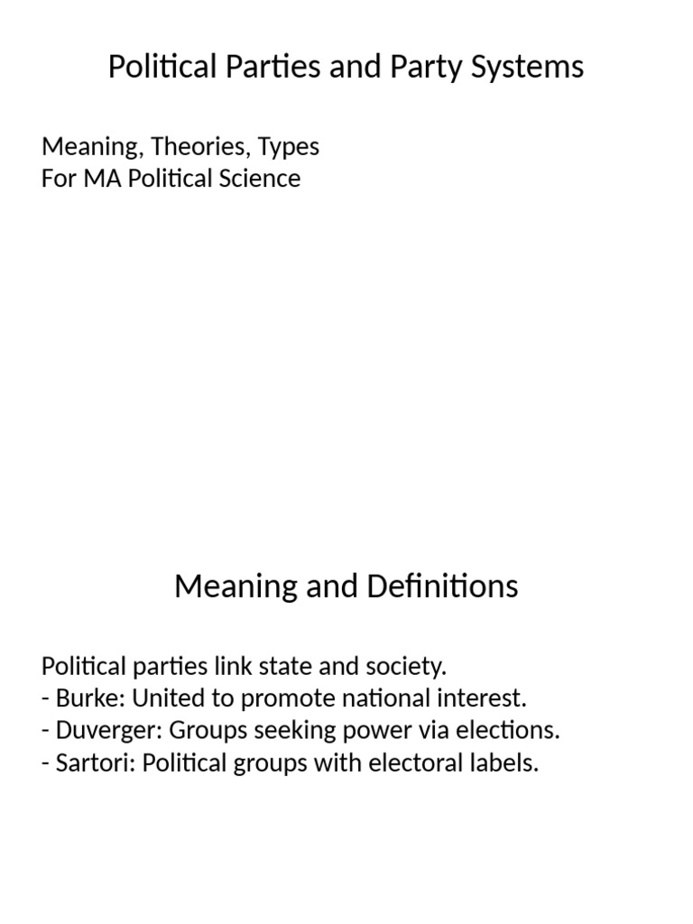 Political Parties and Party Systems | PDF