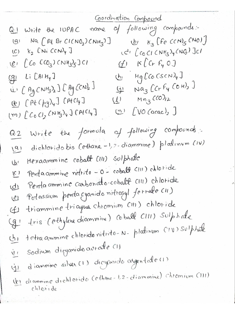 Coordination Compounds Jee | PDF
