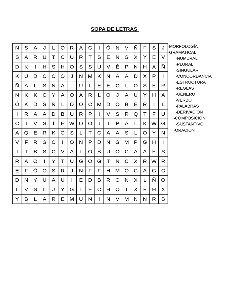 Sopa de Letras Lenguaje | PDF