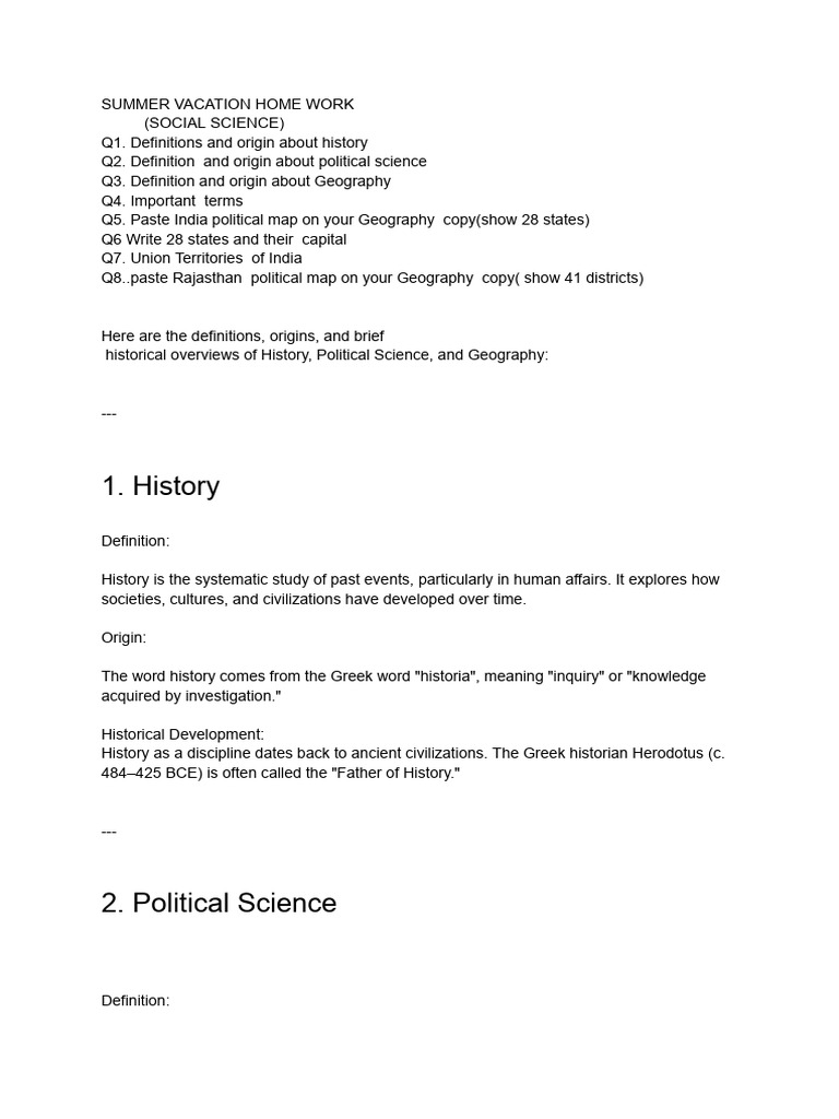 Class 9th Summer Break Home Work (Social Science) | PDF | River | Geography