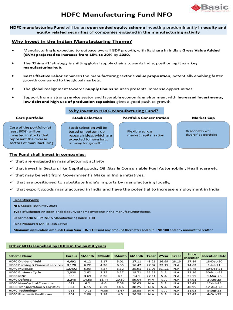 HDFC Manufacturing Fund NFO Overview | PDF | Market (Economics) | Gross ...