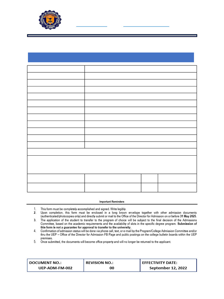 2B2 - Expression of Intent To Transfer - 2025-2026 - 1st-Sem | PDF ...