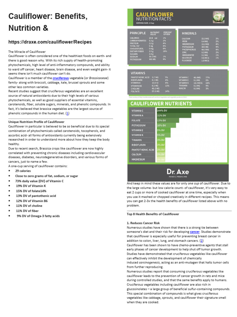 Cauliflower | PDF | Autoimmune Disease | Cancer