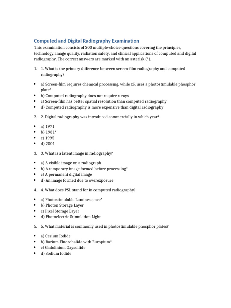 Computed Digital Radiography Exam | PDF