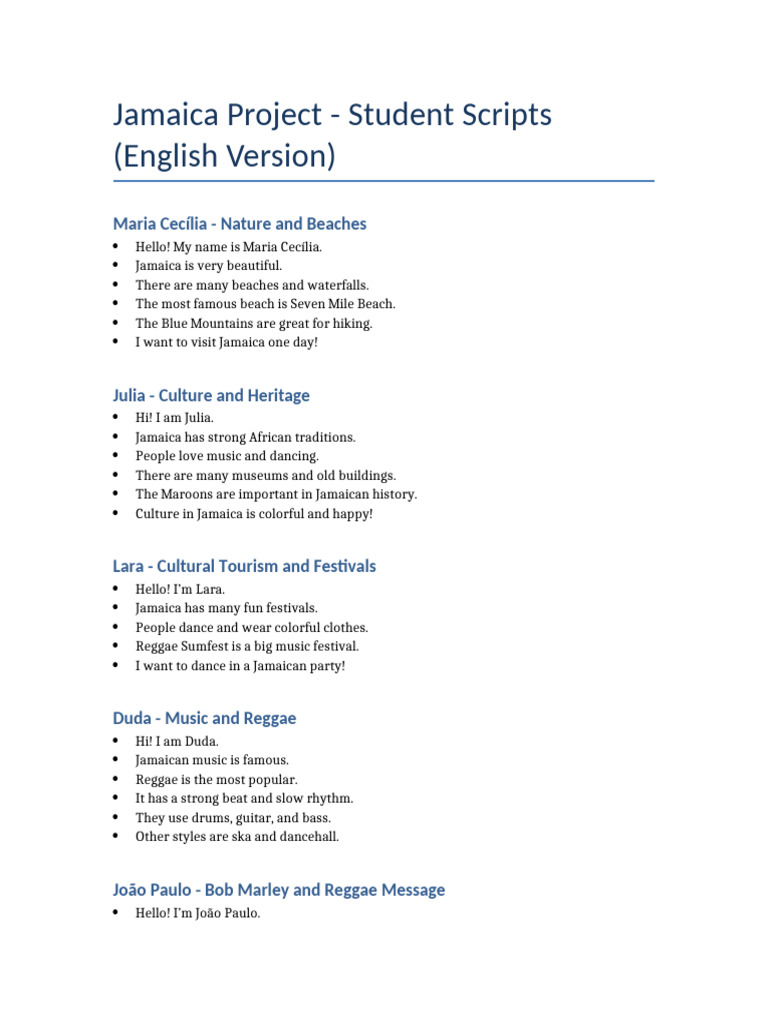 Jamaica Student Scripts en | PDF | Reggae | Jamaica