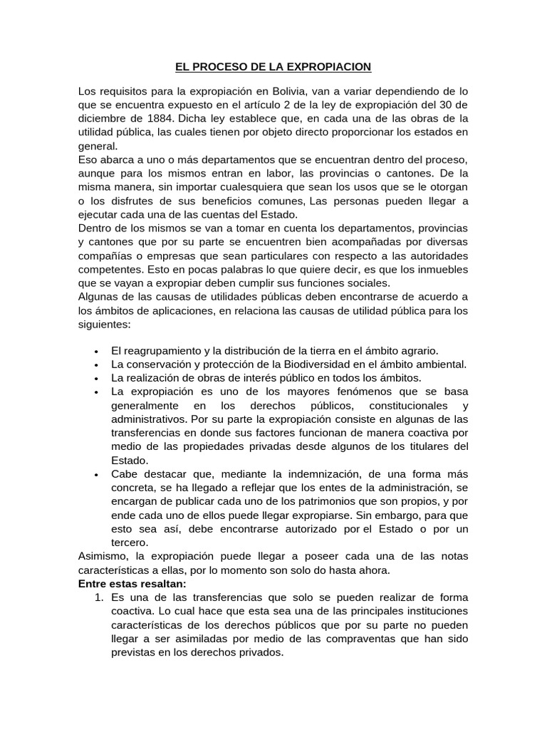 Proceso de Expropiación en Bolivia | PDF | Dominio eminente | Justicia