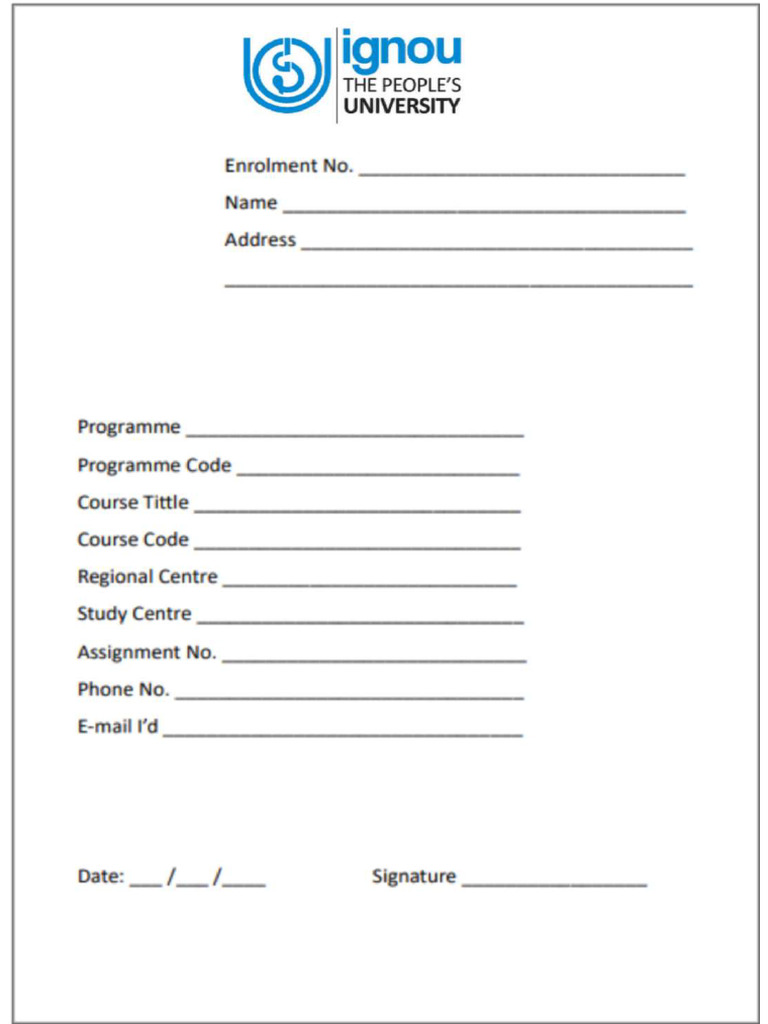 IGNOU Front Page | PDF