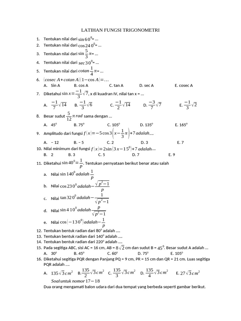 Latihan Fungsi Trigonometri | PDF