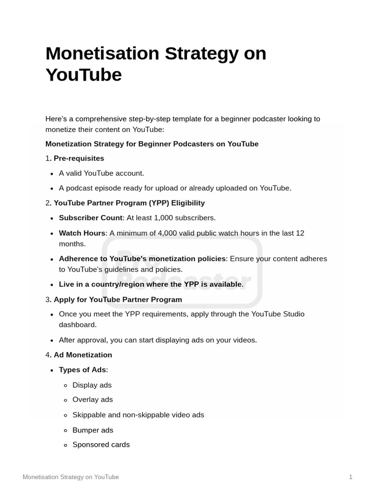 Monetisation Strategy On YouTube | PDF | You Tube | Promotion And Marketing Communications
