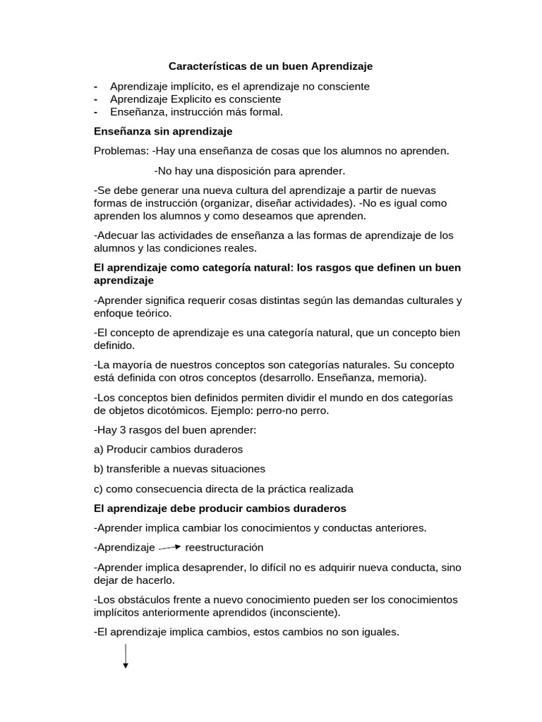 Caracteristicas de Un Buen Aprendizaje | PDF | Aprendizaje | Enseñando