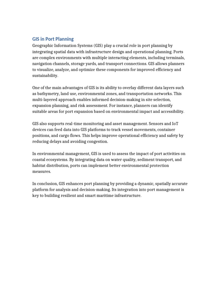 GIS Enhancements in Port Planning | PDF
