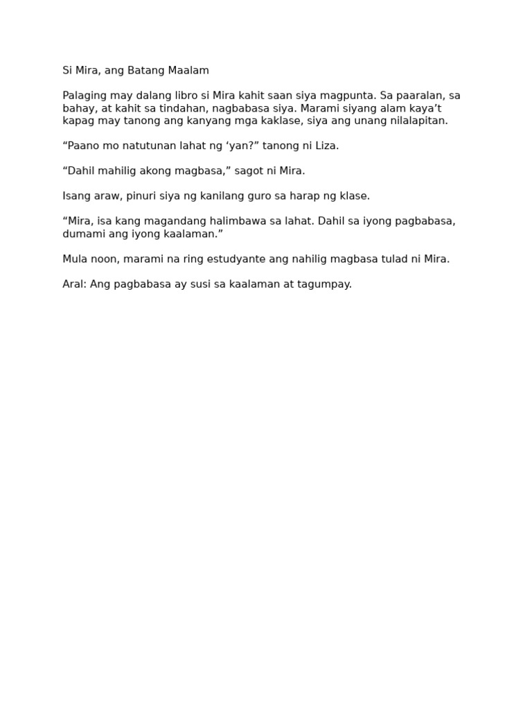 Si Mira, Ang Batang Maalam | PDF