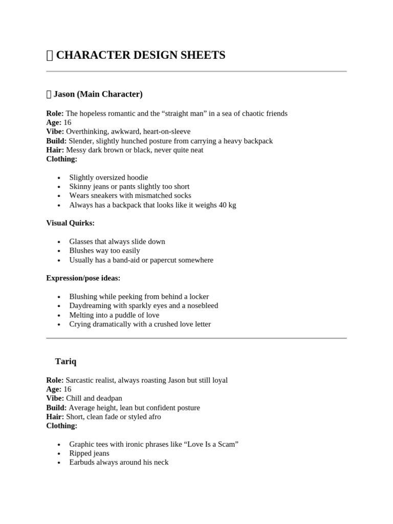 ? Character Design Sheets | PDF | Human Appearance | Clothing