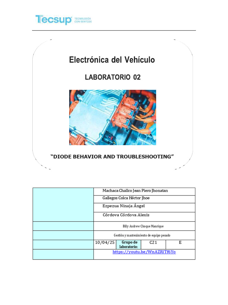 LAB2 - Electronica Del Vehiculo 4C21 E. Oficial | PDF | Rectificador | Corriente continua