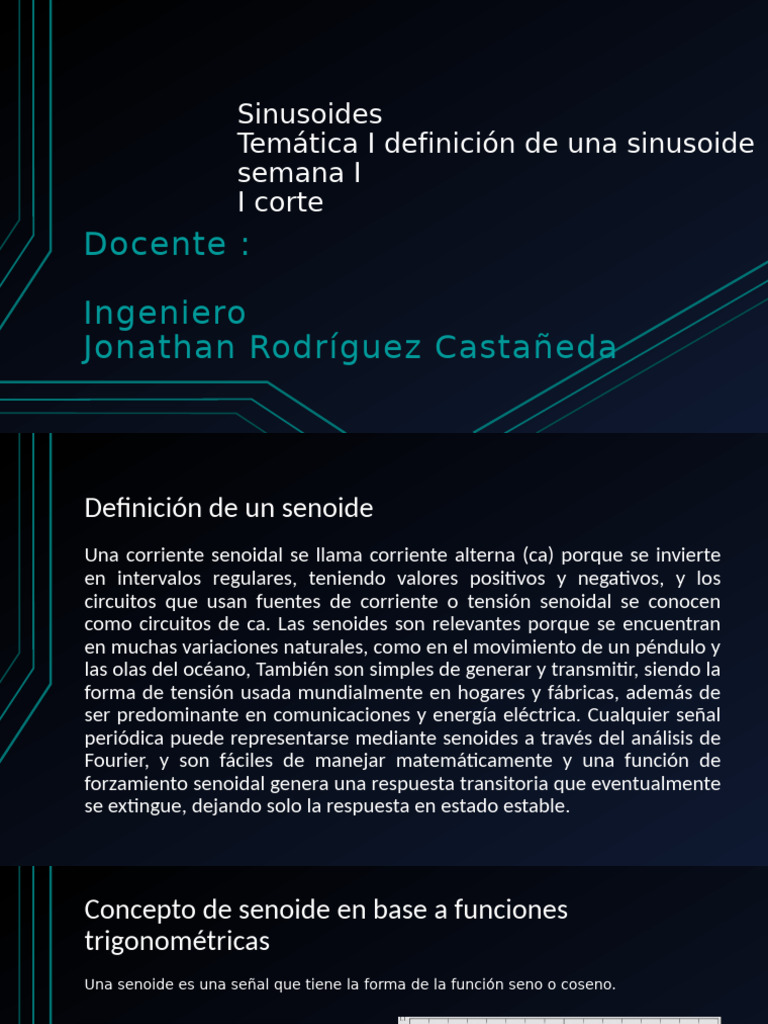 Sinusoides y Fasores Temática Definición de Un Sinusoide Sin ...