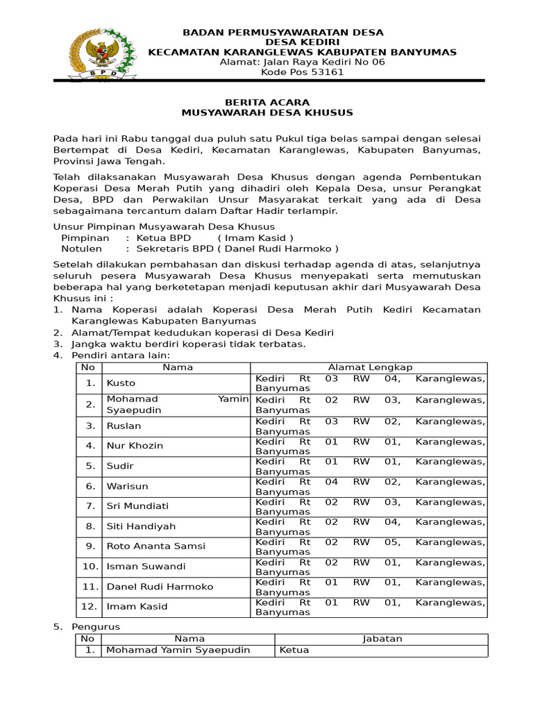 BA Musdesus Pembentukan KDMP | PDF