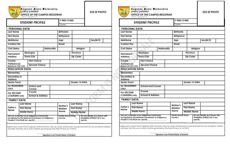 Form 2 - Student Profile 2025 | PDF