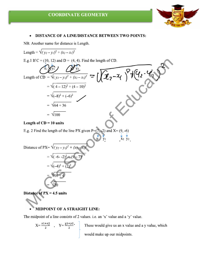 Coordinate Geometry Handout | PDF