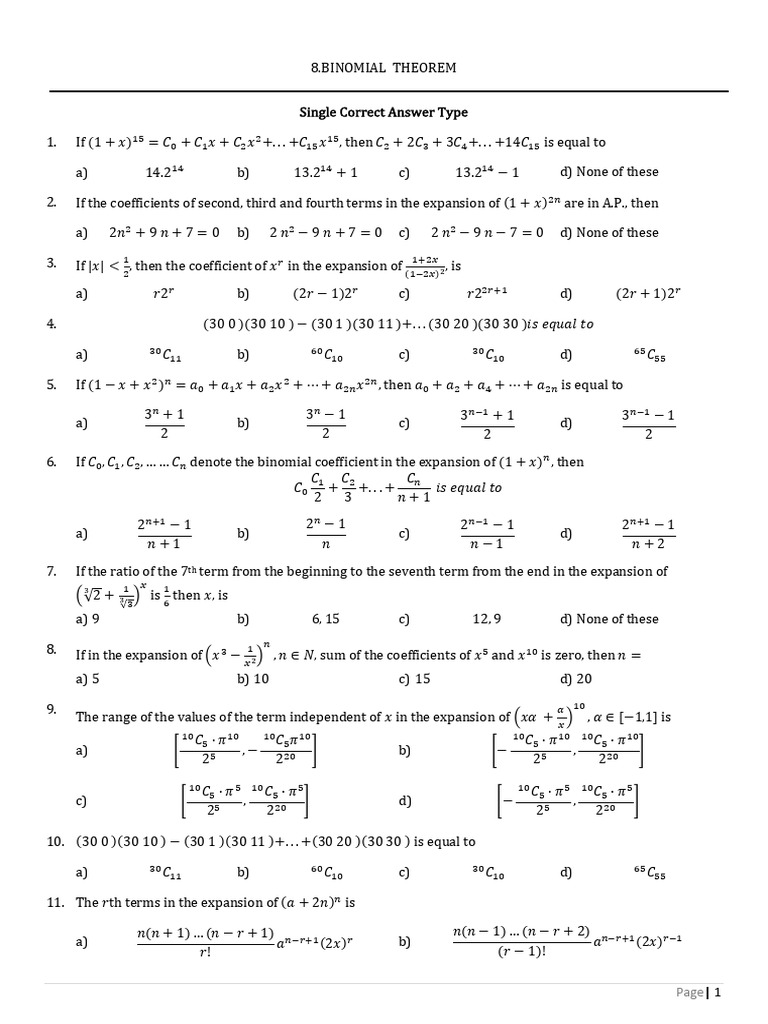 Binomial Theorem | PDF | Combinatorics | Mathematics Of Computing