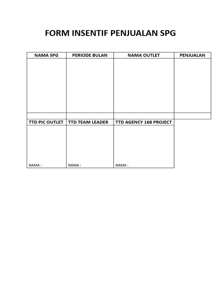 Form Insentif SPG | PDF