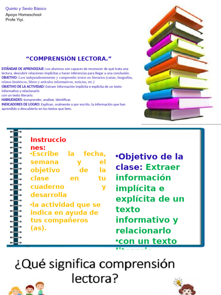 Comprensión Lectora. Informacion Implicita y Explicita. Quinto y Sexto ...