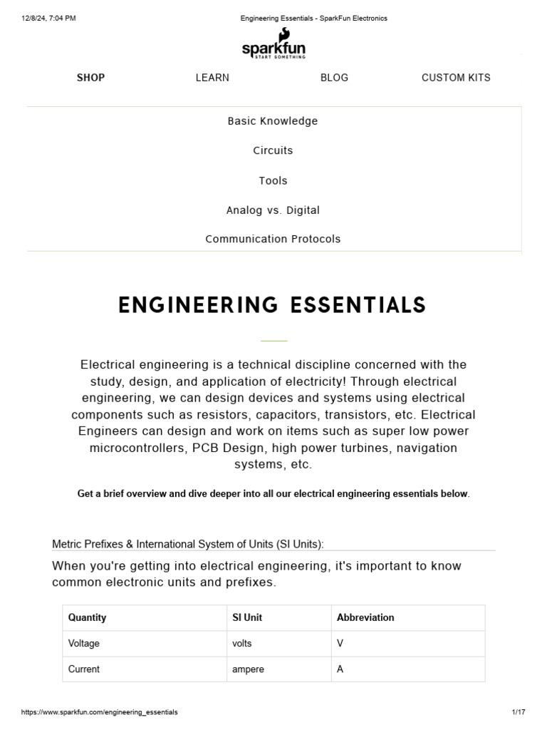 Engineering Essentials - SparkFun Electronics | PDF | Electrical Connector | Capacitor
