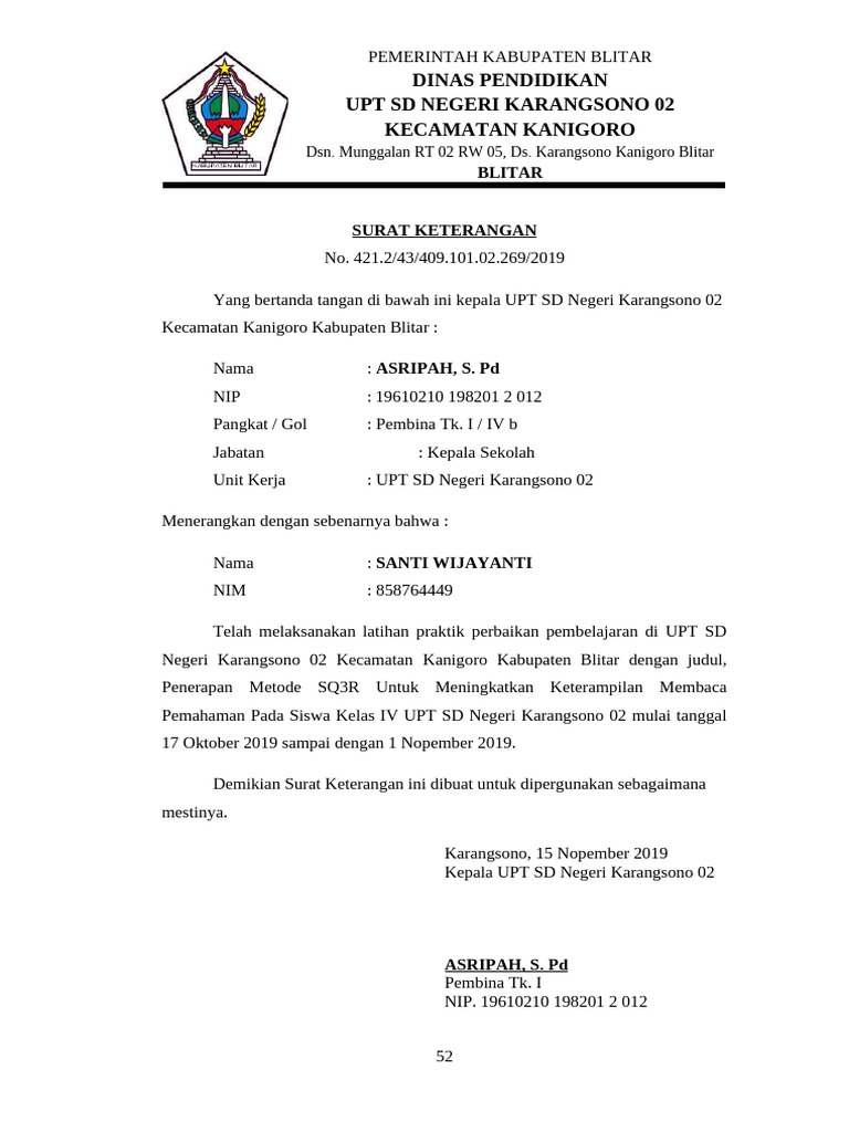 Lampiran 1 Surat Pernyataan Latihan Dan Ujian Praktik PKP | PDF