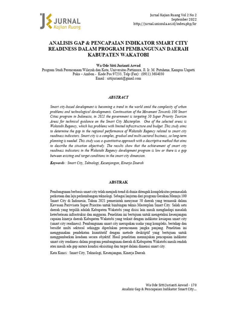 Gap Indikator Smart City Wakatobi | PDF