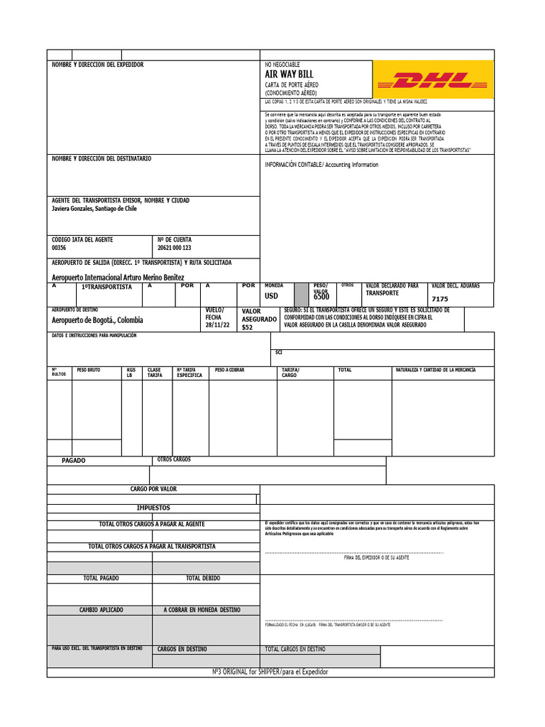 MODELO_DE_AIR_WAYBILL_AWB_O_CONOCIMIENTO | PDF