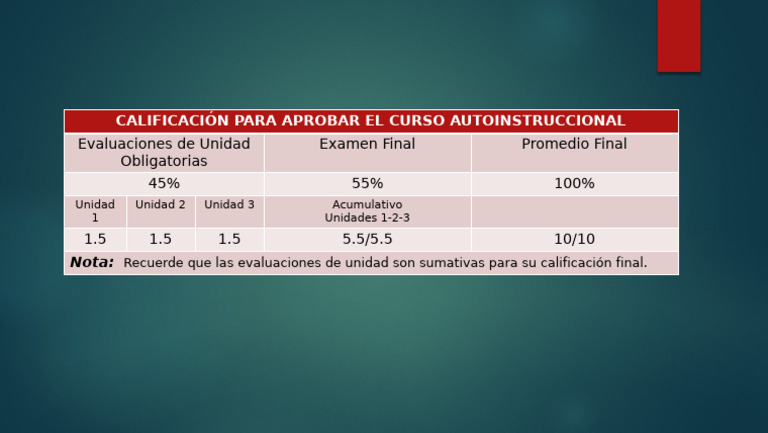 Calificación CURSO AUTOINSTRUCCIONAL | PDF